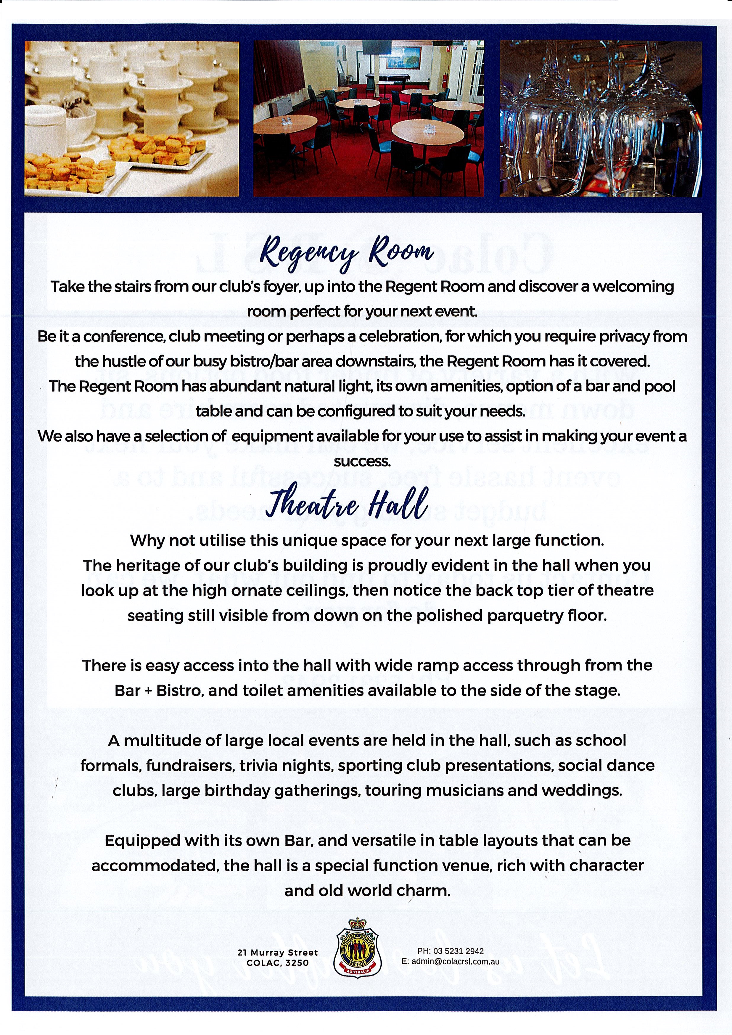 Functions | Colac RSL